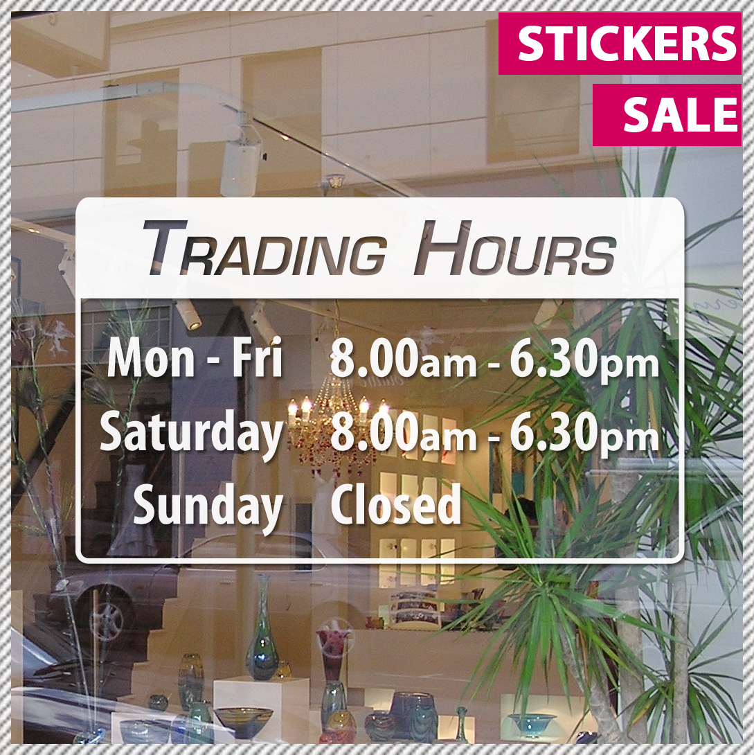 Trading Hours Shop Front Business Sign Vinyl Decal Letter Stickers Trading Hours Shop Front Business Sign Vinyl Decal Letter Stickers